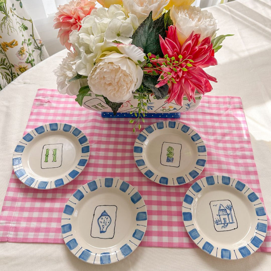 Set of 4 Mahjong Themed Plates – For Pete's Sake Pottery