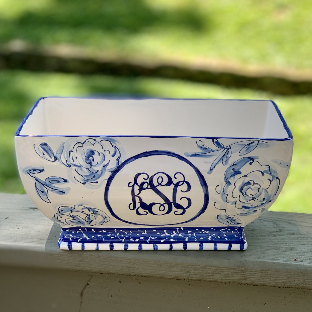 Hand Painted Monogram Chinoiserie Rectangular Planter – For Pete's Sake ...