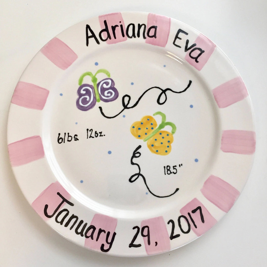 Personalized Birth Announcement Plate – For Pete's Sake Pottery
