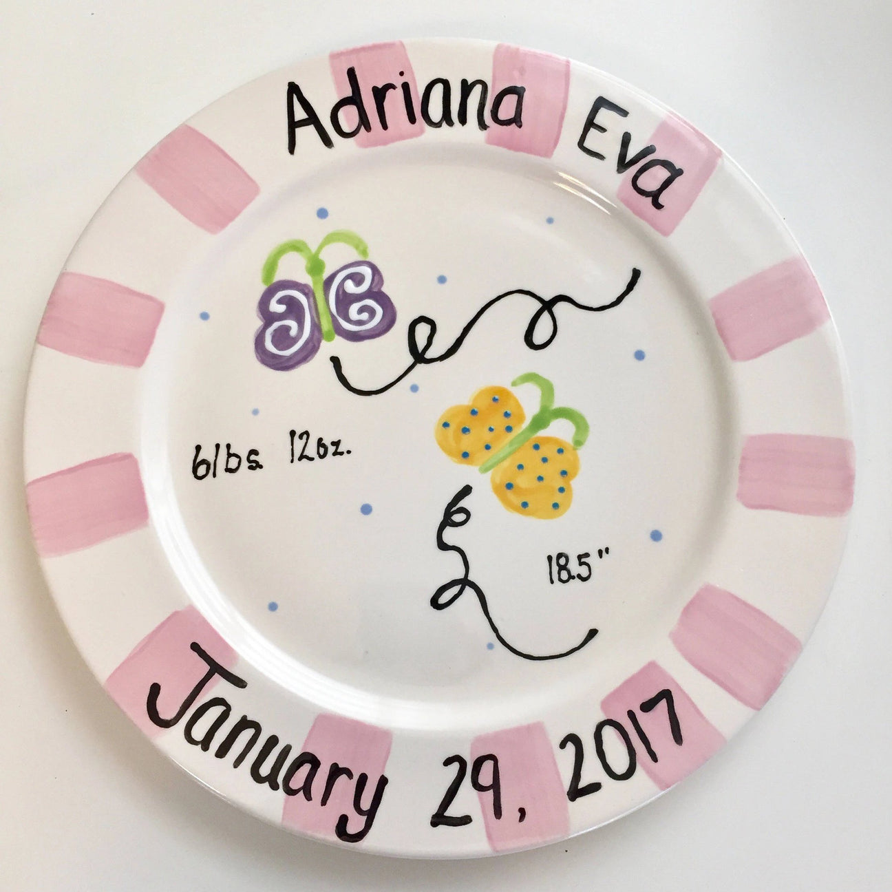 Personalized Birth Announcement Plate – For Pete's Sake Pottery